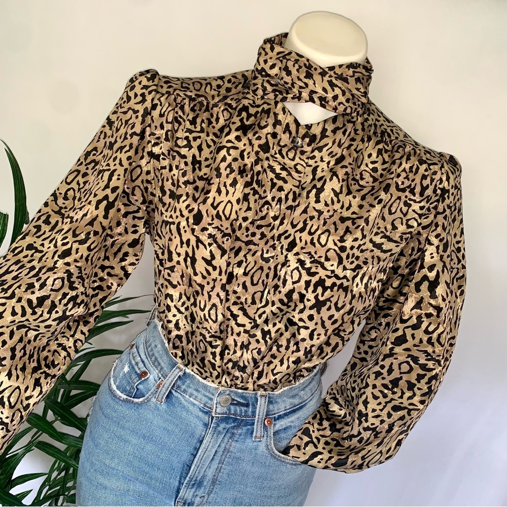 V I N T A G E :: Unique Animal Print High Neck Tie Sa… - Gem